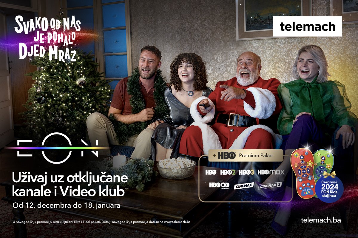Svako od nas je pomalo Djed Mraz: Telemach BH za vas otključava dodatne kanale, Video klub i HBO