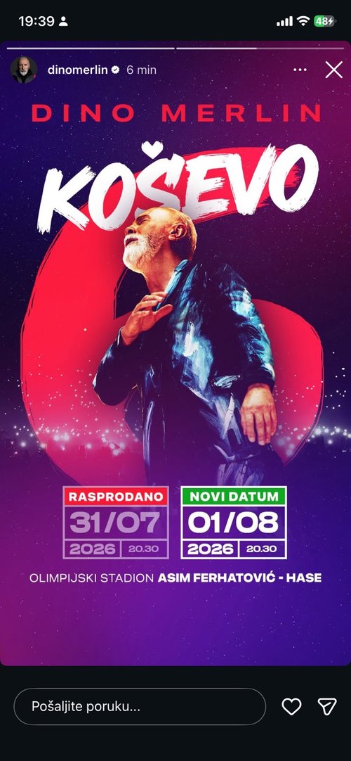 FOTO Dino Merlin zakazao još jedan koncert na Koševu!