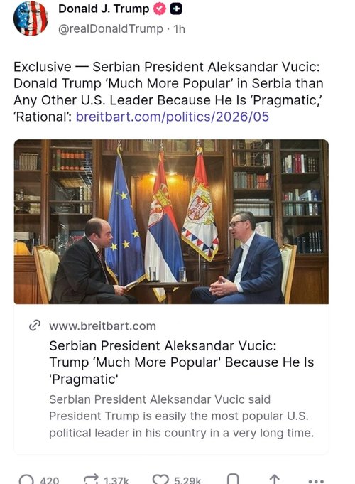 Trump podijelio Vučićev intervju
