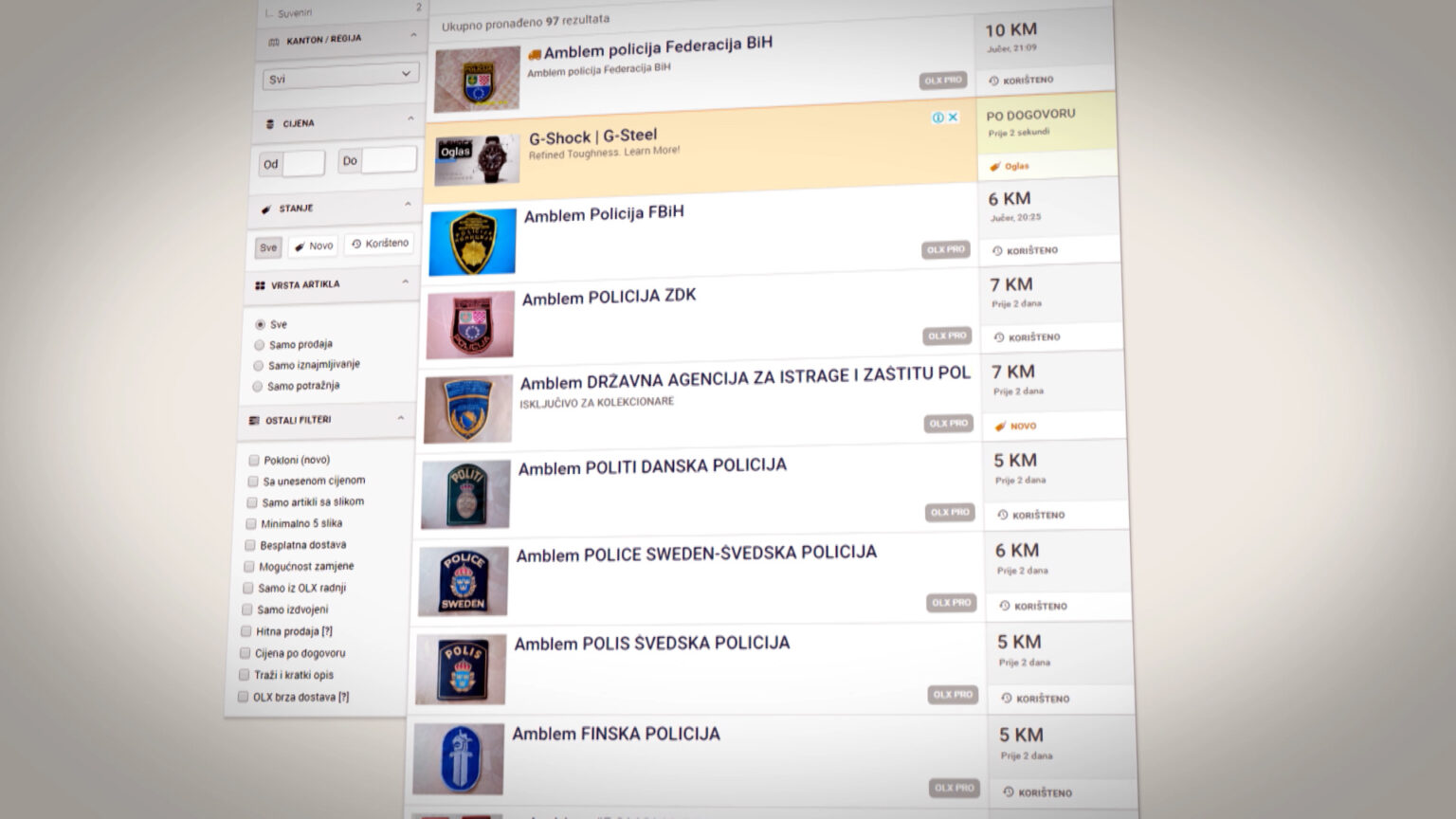 Legalno putem interneta do policijske i uniforme OSBiH - N1