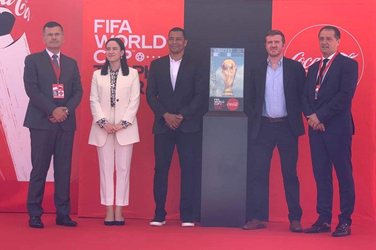 Brazilian football legend Gilberto Silva presents World Cup Trophy in ...