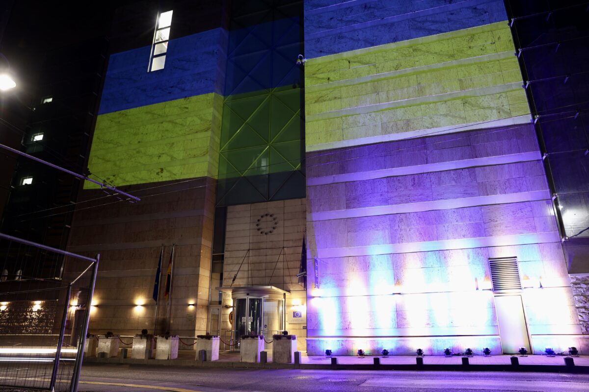 EU Delegation illuminates Sarajevo building in colours of Ukrainian ...
