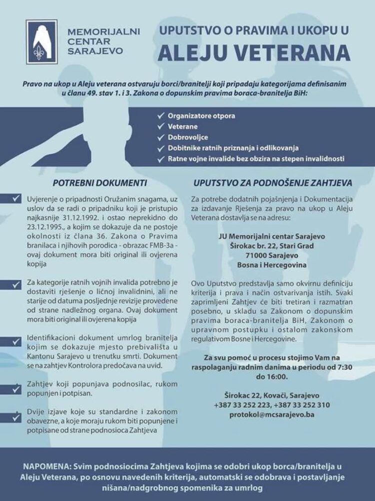 Aleja veterana na sarajevskom gradskom groblju Vlakovo: Ko ima pravo ...